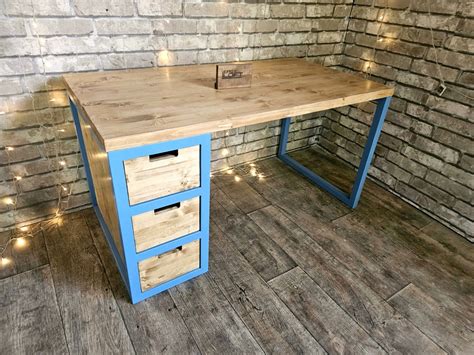 Купить Письменный голубой стол лофт LOFT TABLE L-57 | Мебель в Стиле ...