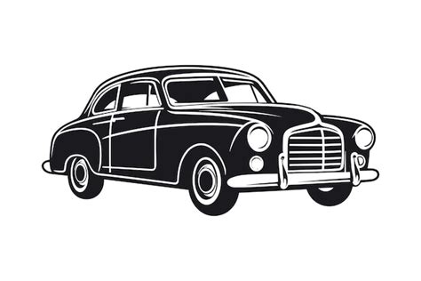 Vintage Oldtimer Silhouet Retro Auto Tekening Vector Illustratie