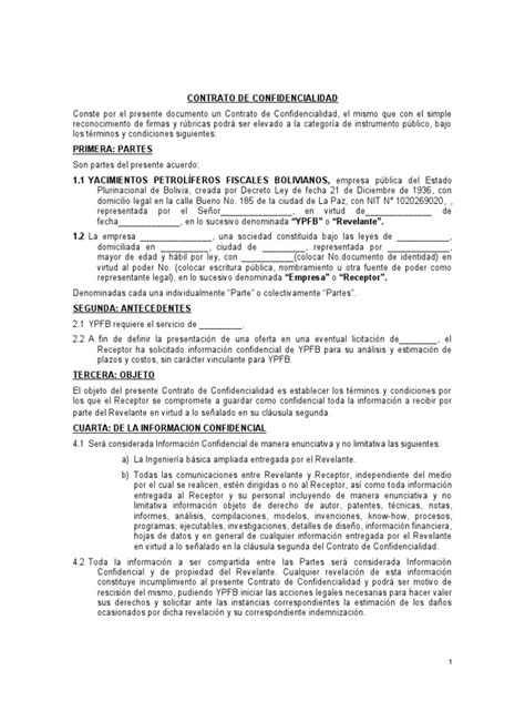 Anexo Iv Modelo Acuerdo Confidencialidad Entrega De Ingenieria