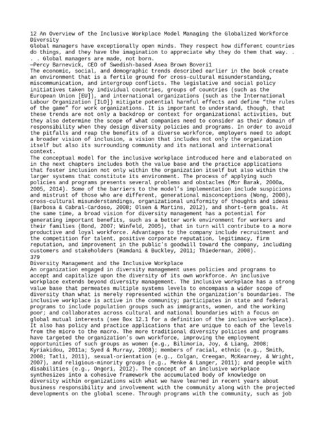 12 An Overview Of The Inclusive Workplace Model Managing The Globalized