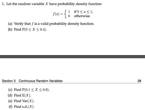 Solved 1. Let the random variable X have probability density | Chegg.com