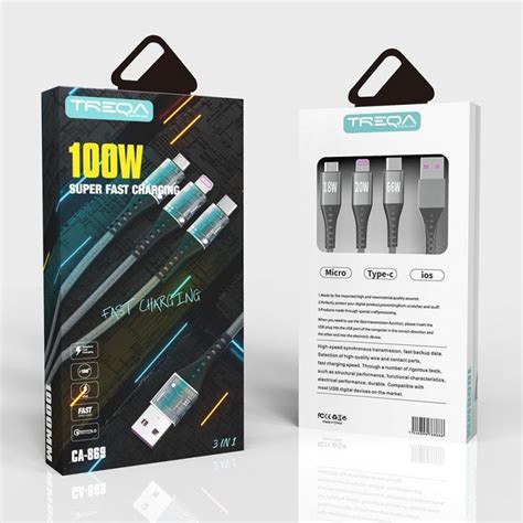 Καλώδια Δεδομένων Γρήγορης Φόρτισης 3 σε 1 100W Super Fast Data Cables 3 in 1 Playspot