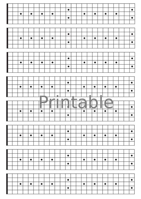 Printable Six String Guitar Fretboard Pdfs 8 Fretboards Per Page Etsy