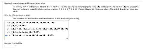 Solved Consider The Sample Space And The Event Given Below