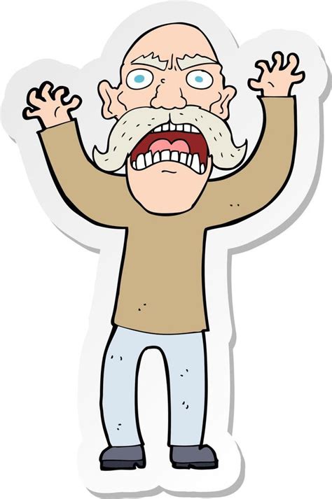 Sticker Of A Cartoon Angry Old Man 11594762 Vector Art At Vecteezy