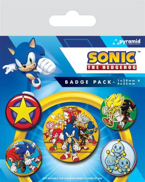Reserva Del Paquete De 5 Botones Pin Back De Sonic The Hedgehog Speed