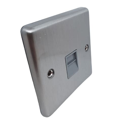Brushed Steel Telephone Bt Slave Socket W44bsg United Electrical