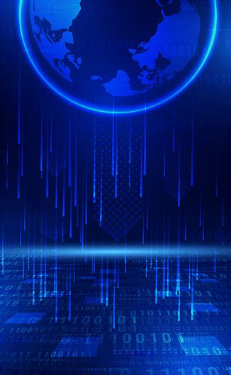 Digital Technology World Binary Code Blue Background Matrix Cyber