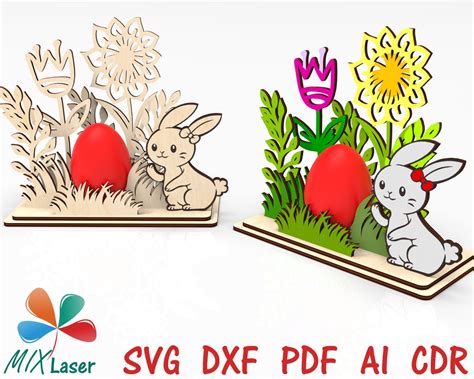 Easter Bunny Egg Holder Svg Laser Cutting Files Easter Bunny Etsy