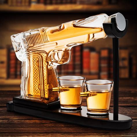 Paxton Gun Decanter With Bullet Shot Glasses