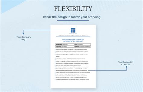 Education Course Evaluation Implementation Checklist Template In Word