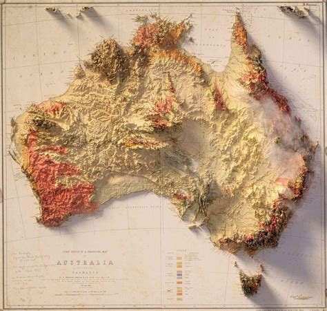 Antique Topographic Map Of Australia Australia 3d Map Geological Map