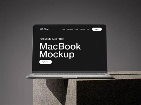 Macbook On Concrete Cube Mockup Mockups Design
