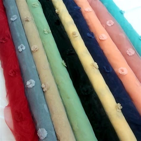 Jual Kain Organza 3D Pearl Organza Mutiara Organsa Motif Bunga