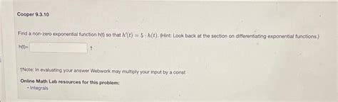 Solved Find A Non Zero Exponential Function H T So That Chegg Com