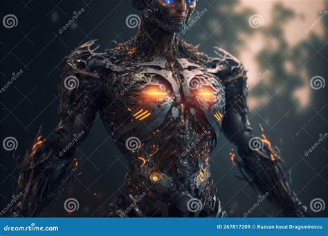 A Cyborg Robot Blending Human And Machine Elements Ai Generated Stock