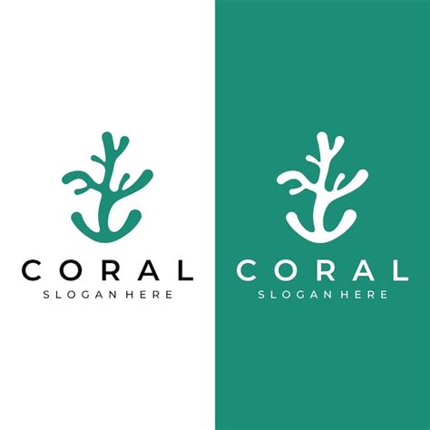 Belo logotipo de recife de coral natural subaquático colorido design