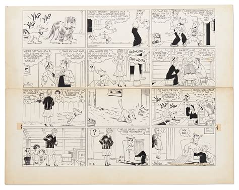 Lot Detail Chic Young Hand Drawn Blondie Sunday Comic Strip From