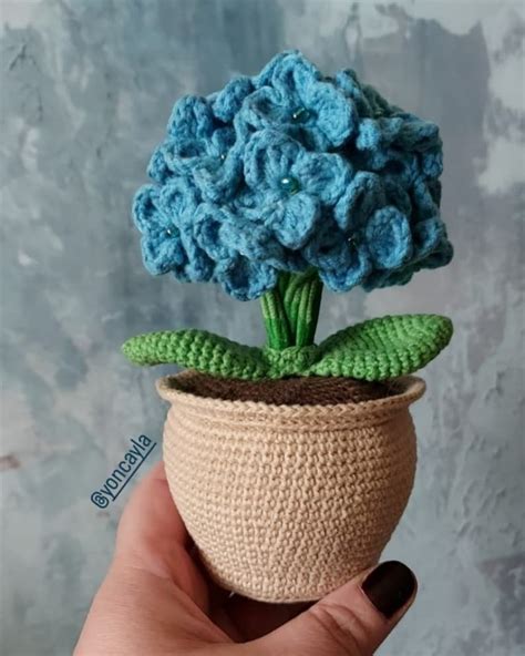 Crochet Hydrangea Flower And Pot Amigurumi Pattern Pdf Etsy