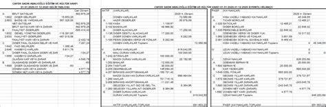 Finansal Tablolar Cafer Sadık Abalıoğlu Eğitim Vakfı