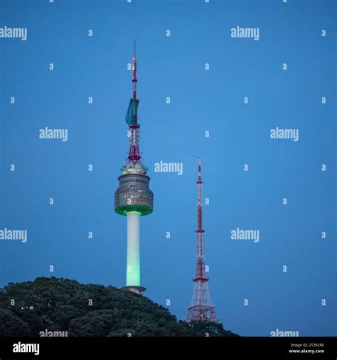 Evening View Of Namsan Seoul Broadcasting And Observatory Tower In