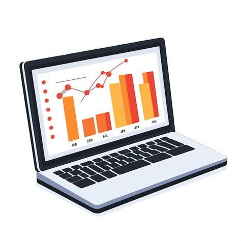 data analysis chart on laptop screen with graph on computer monitor premium ai generated vector