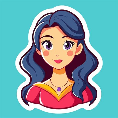 Cute Girl Sticker Vector Premium Ai Generated Vector