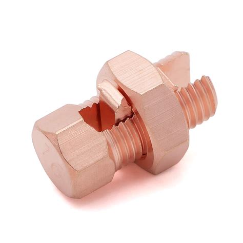 Kuejotty 10pcs Solid Copper Split Bolt Connectorground Wire Clamp 6awg