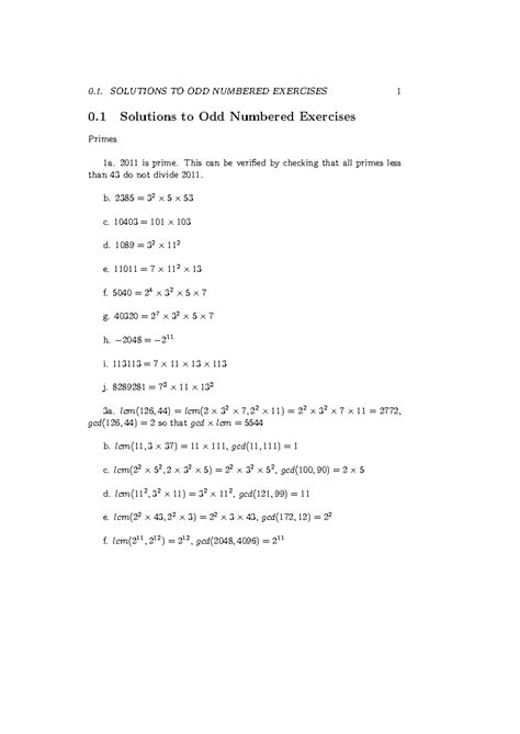 Lecturenotes Solutions 0 Solutions To Odd Numbered Exercises 1 0