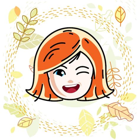Premium Vector Vector Illustration Of Beautiful Red Haired Happy Girl Face Positive Face