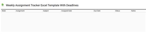 Weekly Assignment Tracker Excel Template For Efficient Task Management