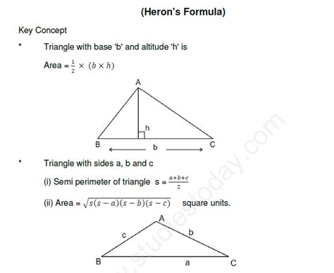 Cbse Class 9 Mathematics Herons Formula Assignment Set G