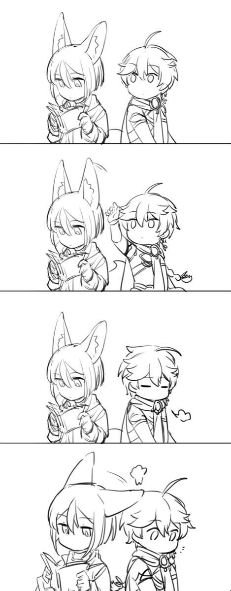 Traveler X Tighnari X Aether X Tighnari 🇺🇦 Милые рисунки Винтажные