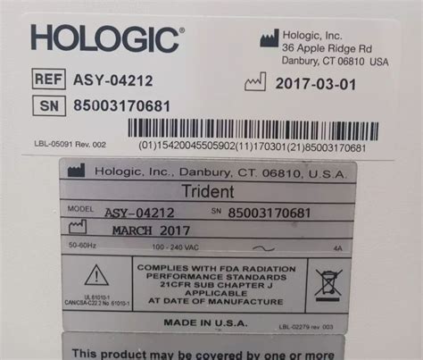 Used Hologic Trident Specimen Radiography System Asy 04212 W Prd 00779