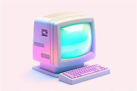 Iridescent Vintage Computer Electronics Television Premium Photo