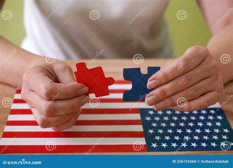 American Flag And Symbol Of Ballot Democrats Or Republicans United
