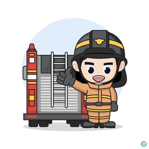 소방관 캐릭터 소방차 일러스트 Ai 다운로드 Download Firefighter Character Fire Truck
