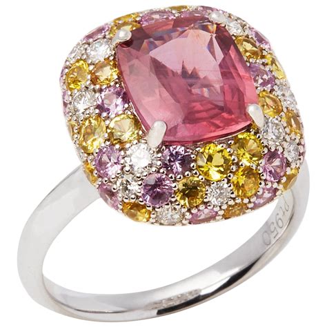Pink Sapphire Diamond Gold Cluster Ring For Sale At 1stdibs Pink