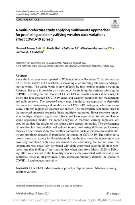 A Multi Prefecture Study Applying Multivariate Approaches For