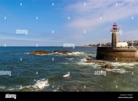 Lighthouse In Foz Do Douro At The Mouth Of The River Douro In Porto