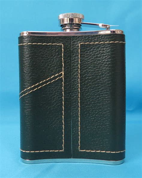 Hip Flask 6oz Leather Bound Stainless Steel Dm Jewellery Design