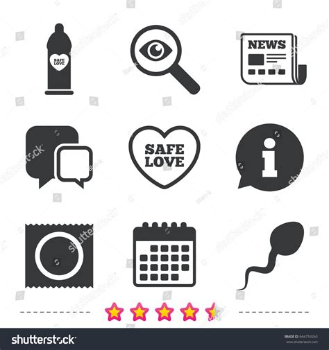 Safe Sex Love Icons Condom Package Stock Vector Royalty Free