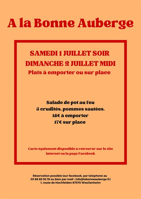 Samedi Et Dimanche 1 Et 2 Juillet 2023 A La Bonne Auberge
