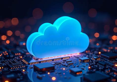 Digital Cloud Icon On Circuit Board Symbol Of Technology And Connectivity Stock Image Image