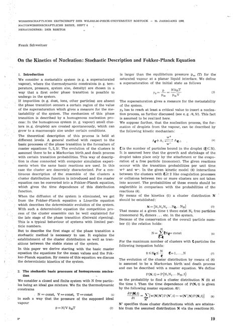 pdf on the kinetics of nucleation stochastic description and fokker