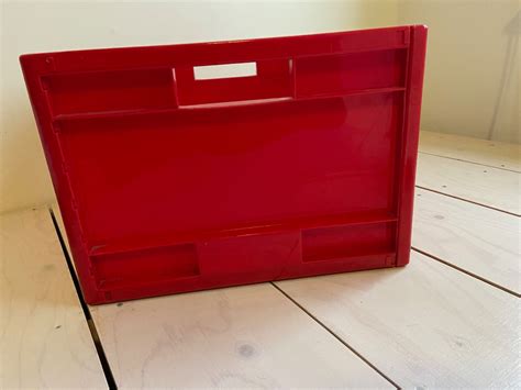 Jufhamvintage Vintage Ikea Red Record Crate 80s Ikea Elpee Record