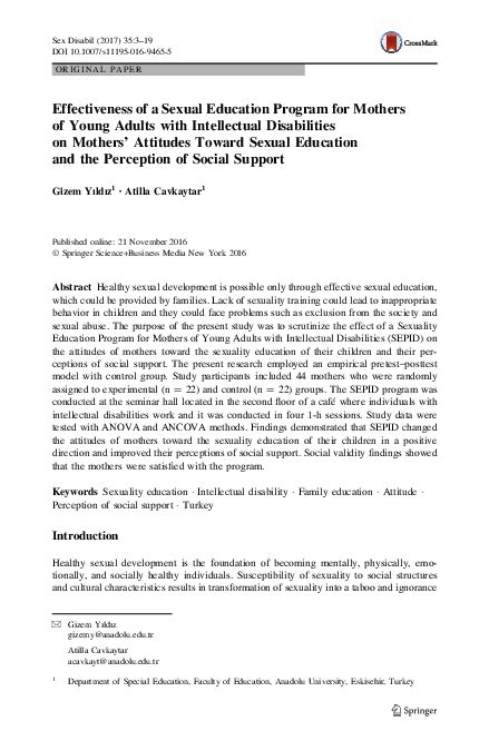 Pdf Effectiveness Of A Sexual Education Program For Mothers Of Young
