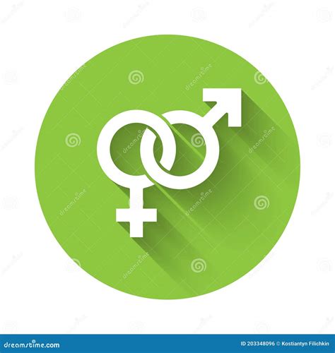 White Gender Icon Isolated With Long Shadow Symbols Of Men And Women