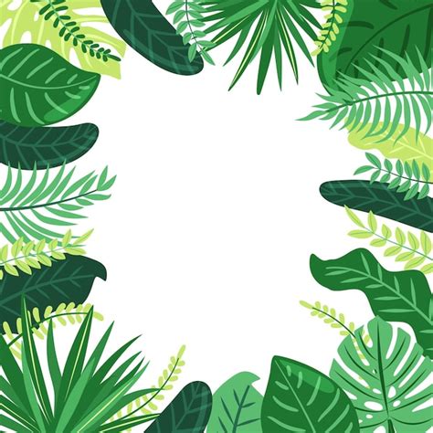 Quadro De Ilustração De Folhas Tropicais Com Folhagem De Plantas