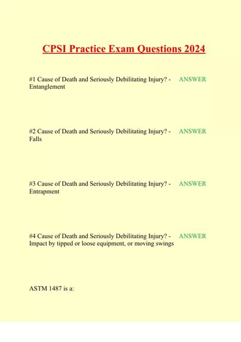 Cpsi Practice Exam Questions 2024 Cpsi Certified Playground Safety Inspector Stuvia Us
